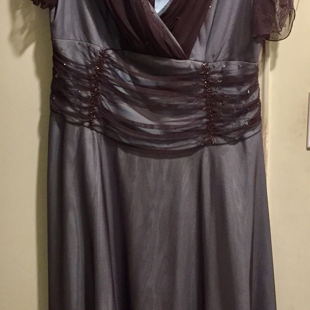 Turquoise W Shear Brown Beaded Overlay Dress - Gem